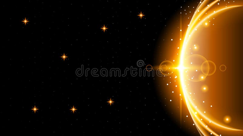 Sun Eclipse Color Orange Fire Dark Background Vector Moon Design Style ...