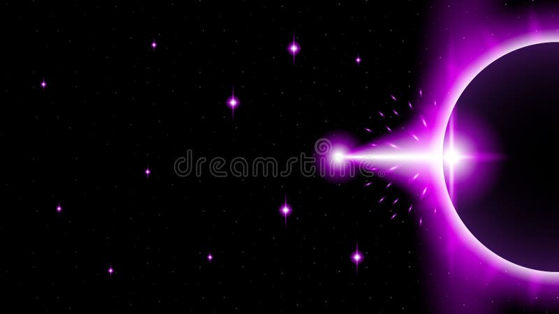 Sun Eclipse Purple Color Fire Dark Background Vector Moon Design Style ...