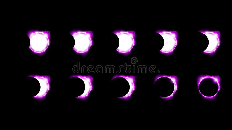 Sun Eclipse Purple Color Fire Dark Background Vector Moon Design Style ...