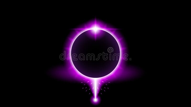 Sun Eclipse Purple Color Fire Dark Background Vector Moon Design Style Space Science Glow Light ...