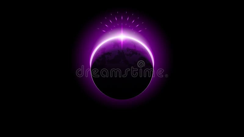Sun Eclipse Purple Color Fire Dark Background Vector Moon Design Style ...