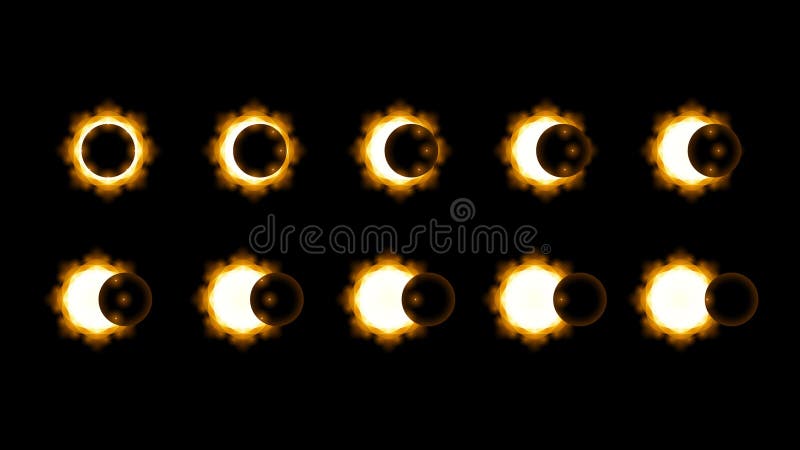 Sun Eclipse Fire Dark Background Vector Moon Design Space Science Glow ...