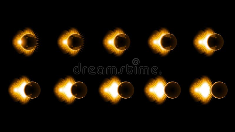Sun Eclipse Fire Dark Background Vector Moon Design Space Science Glow ...