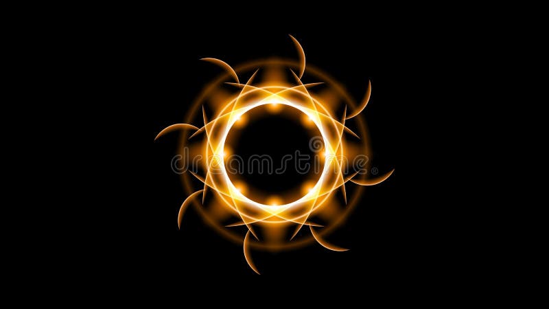 Sun Eclipse Orange Color Fire Dark Background Vector Moon Design Style ...