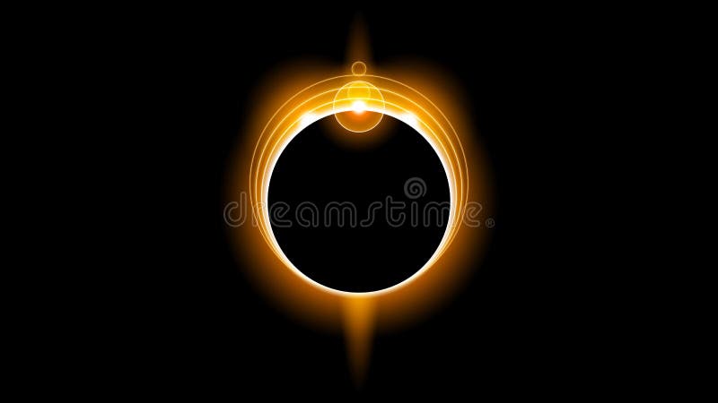 Sun Eclipse Orange Color Fire Dark Background Vector Moon Design Style ...