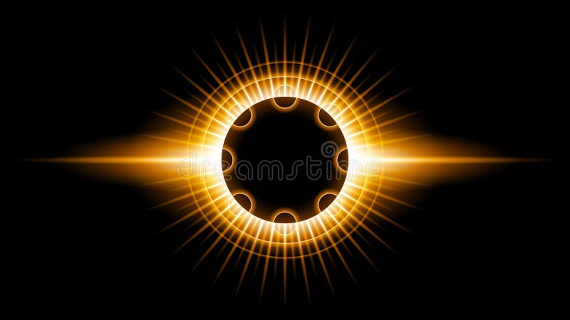 Sun Eclipse Orange Color Fire Dark Background Vector Moon Design Style ...