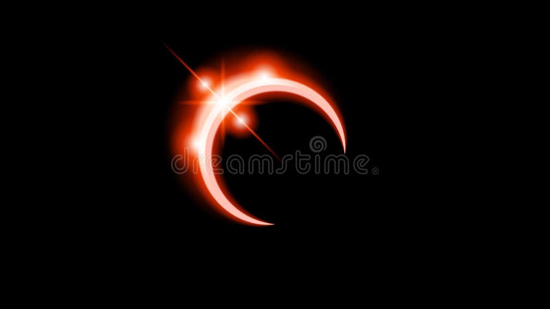 Sun Eclipse Red Color Fire Dark Background Vector Moon Design Style ...