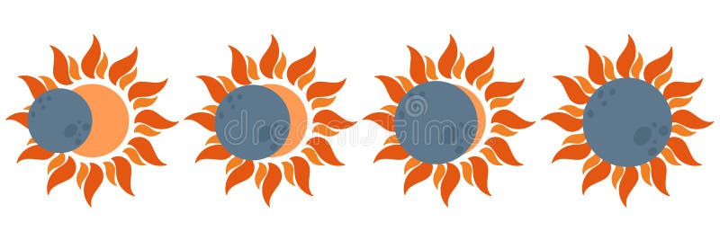 Sun Eclipse, Total and Partial Solar Eclipse, Several Phases. Sun and ...