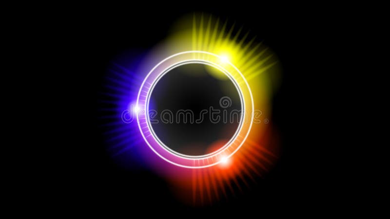 Sun Eclipse with Yellow Red and Purple Fire on Dark Background, Vector ...