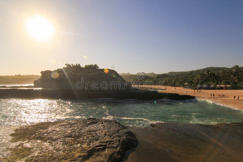 Sun on the Edge of the Beach Stock Photo - Image of edge, reflection ...