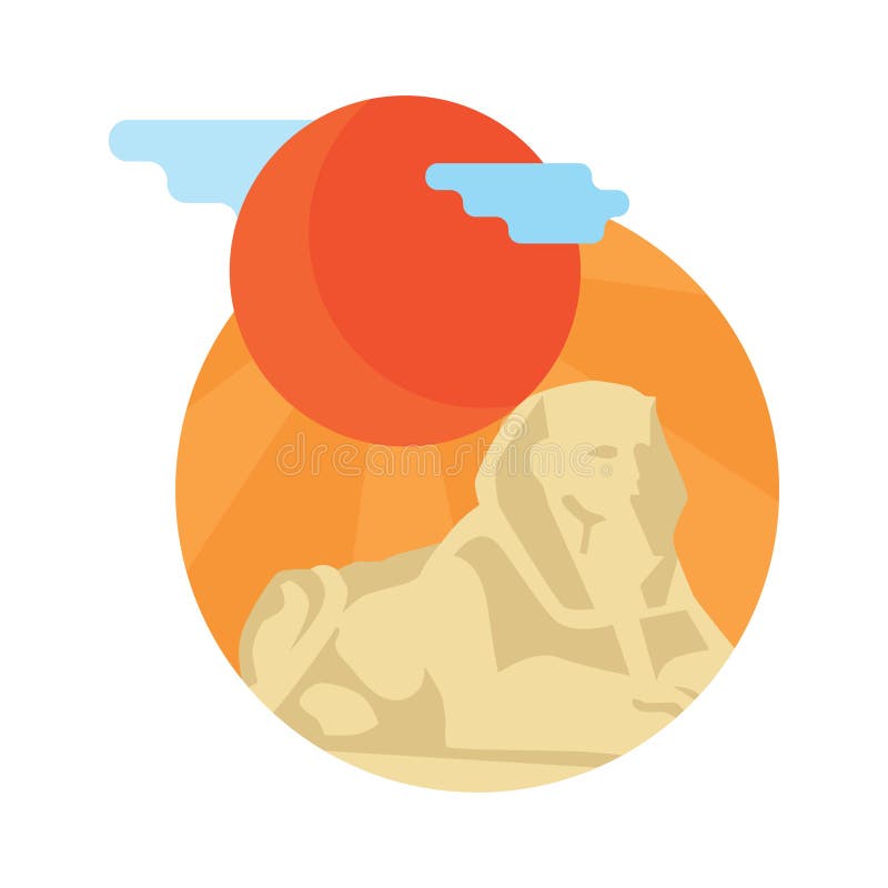 Sun with Egyptian Monument. Vector Illustration Decorative Design Stock Vector - Illustration of ...