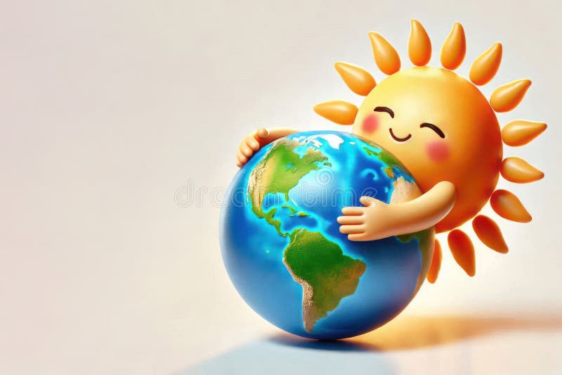 The Sun Embraces the Globe with a Smile. Space for Text. Stock Image ...