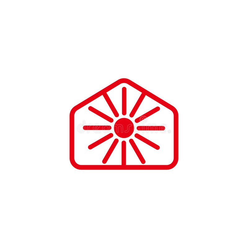 Sun Energy House Solar Red Power Symbol Vector Stock Vector ...