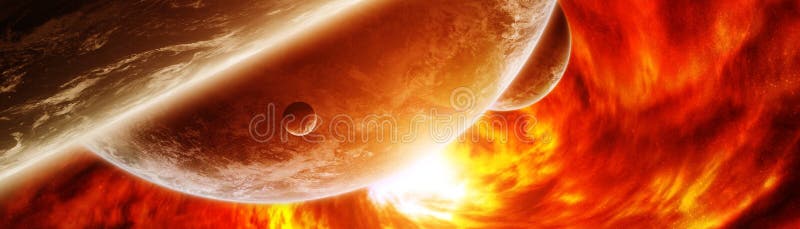 Exploding Sun in Space Close To Planet 3D Rendering Elements of Stock ...