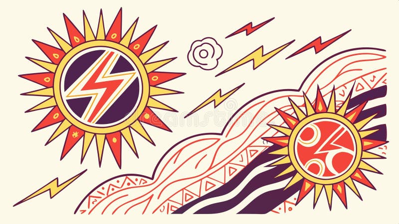 Sun Exploding with Energy Waves, Vibrant Vector Art Cosmic Illustration ...