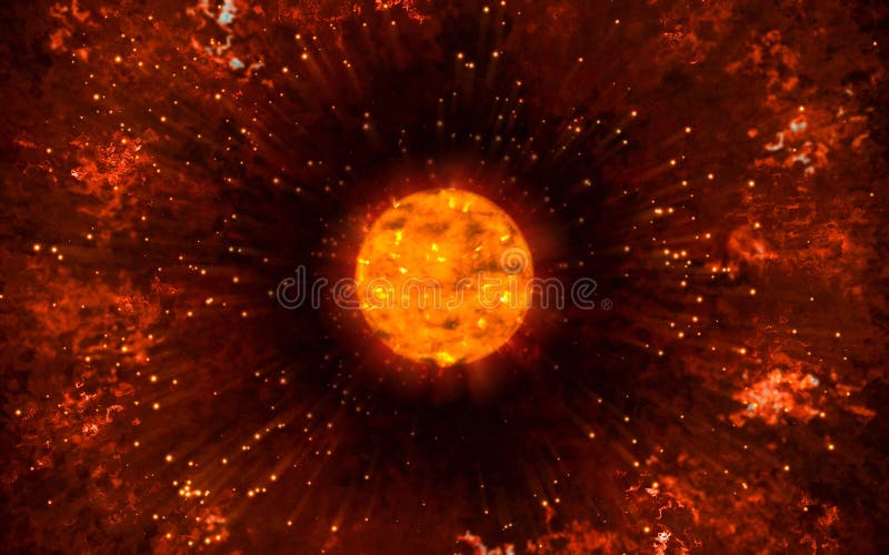 Sun with Exploding Flares stock illustration. Illustration of heat ...