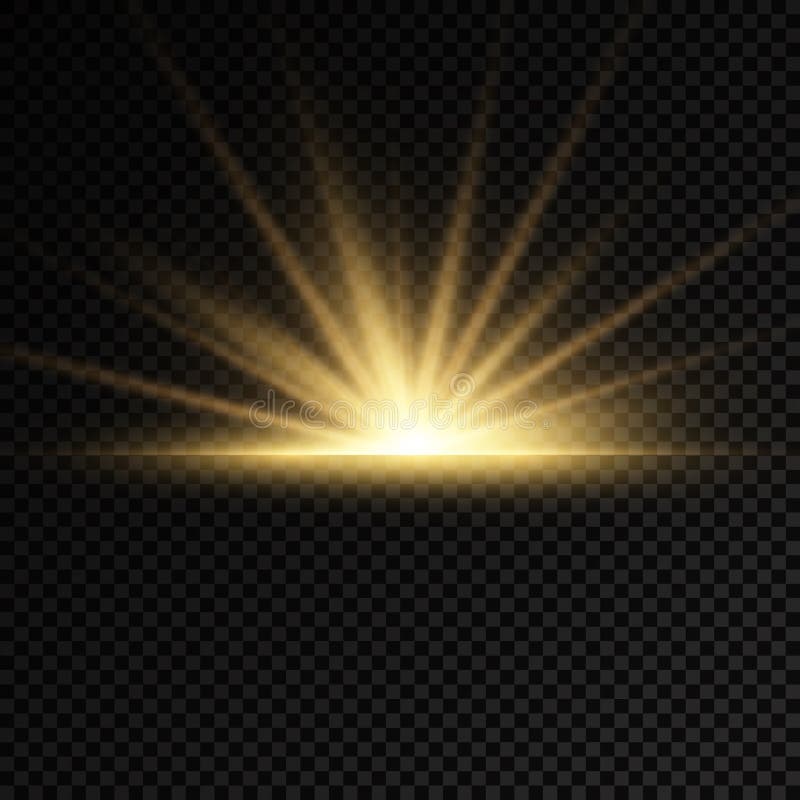 Sun Explosion, Yellow Glow Lights Sun Rays. Stock Vector - Illustration ...