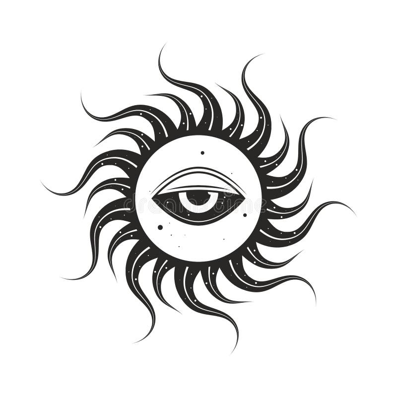 Sun and Eye Esoteric Colorless Stock Vector - Illustration of design ...