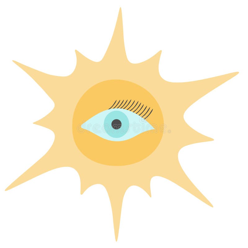 The Sun and an Eye with Lashes. Boho Style. Magic Symbol of ...