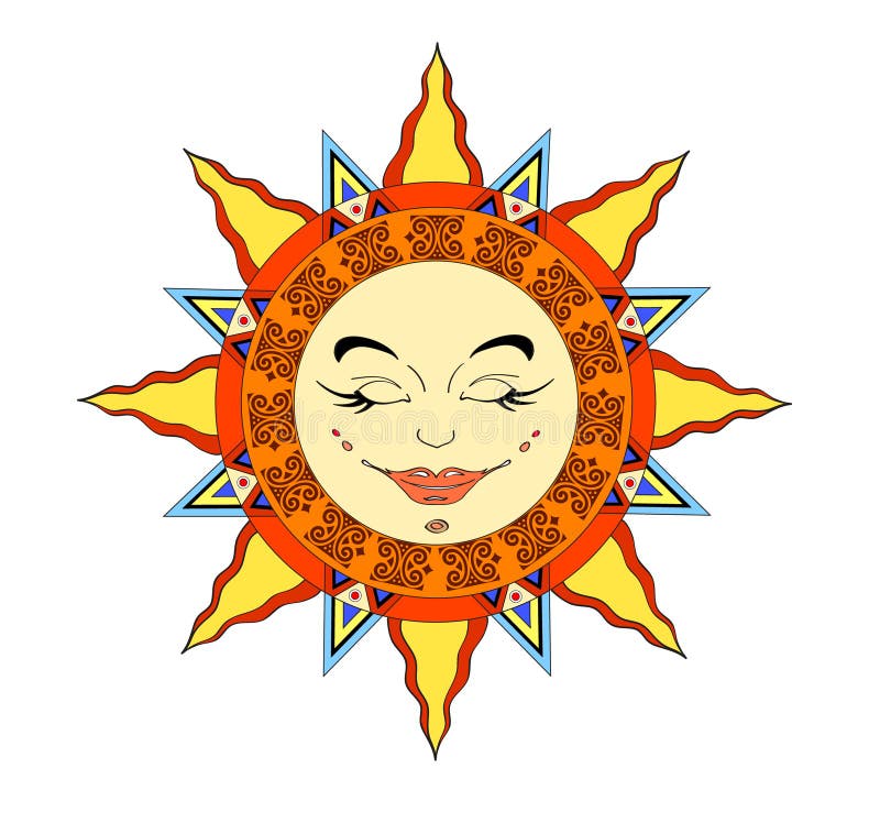 Big Eye Sun Simple Hand Drawing Color Stock Vector - Illustration of ...