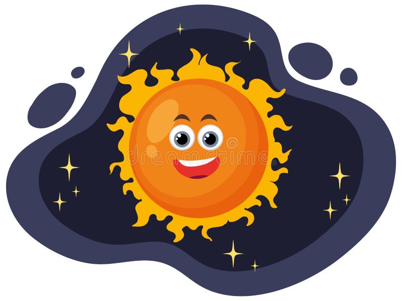 The Sun with Face Expression in the Space Stock Vector - Illustration ...