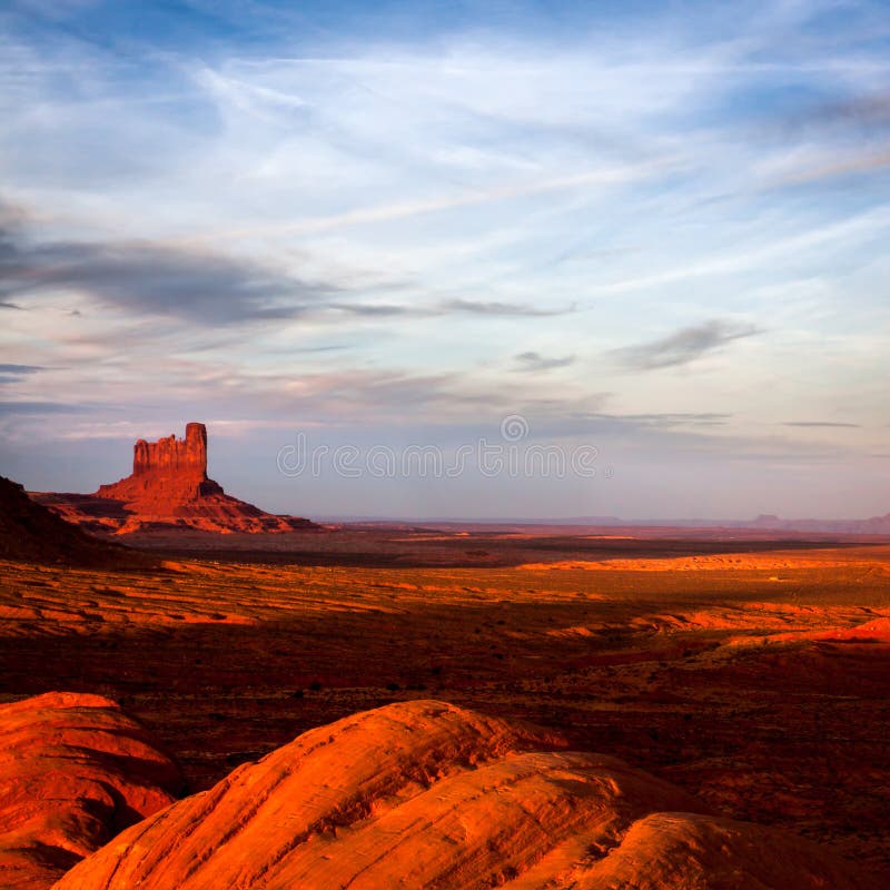 Sun Fading Over Monument Valley Stock Image - Image of landscape ...