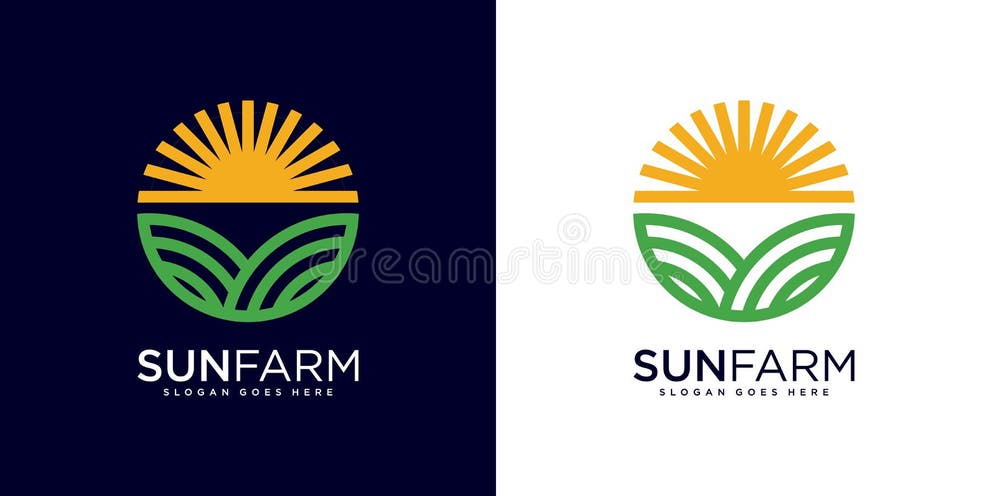 Sun Farm Logo Design Vector Stock Vector - Illustration of herbal ...