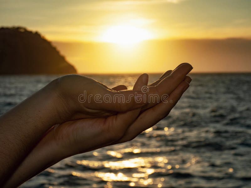The Sun on Female Hand. Hand is Holding Sun Stock Photo - Image of help ...