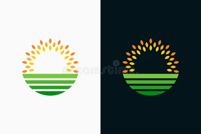 Sun Field Logo Organic Agriculture Farm Nature Plant Stock Vector ...