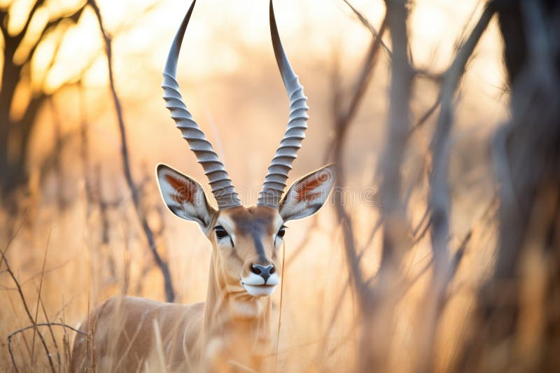 Sun Filtering through Horns of Impala at Golden Hour Stock Image ...