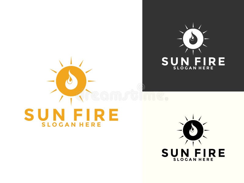 Sun with Fire Logo Design Vector Illustration, Sun Flat Vector Logo ...