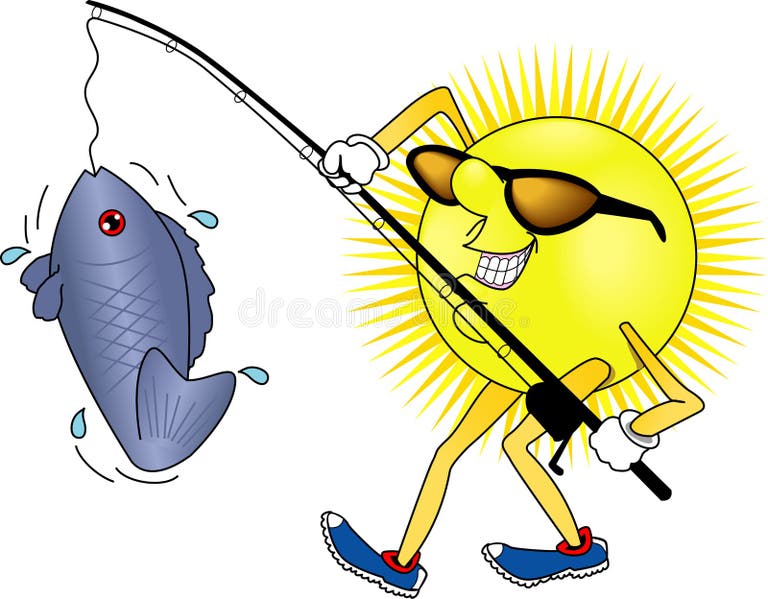 Sun_fishing stock vector. Illustration of joke, sport - 1169337