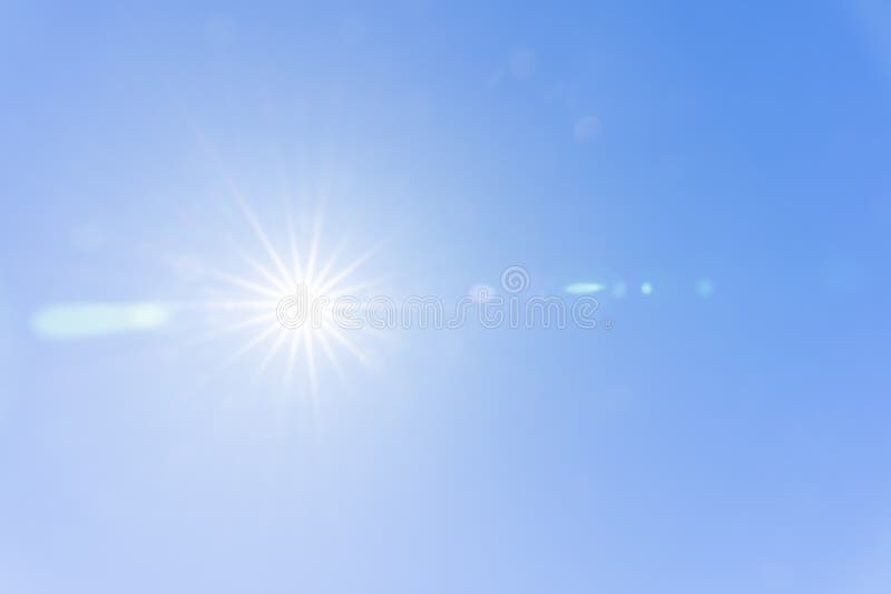 Sun Flare in Blue Sky with Lens Flare Effect Stock Photo - Image of ...