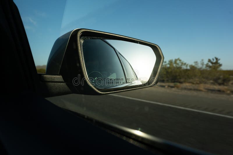 Sun Flare Reflecting in a Side View Mirror Stock Image - Image of ...