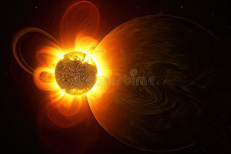 The Sun, with Flares and Coronal Loops Visible, and the Moon in the ...