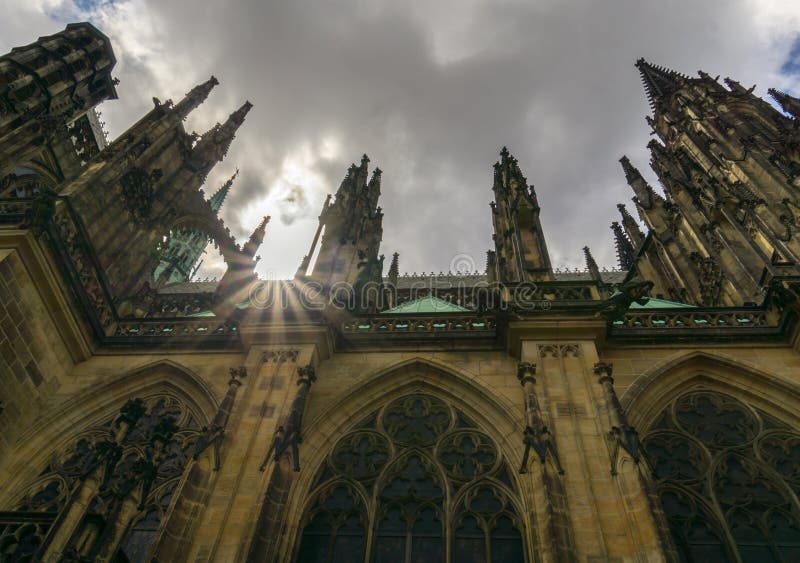 Sun Flares Over Prague Castle Stock Image - Image of europe, european ...