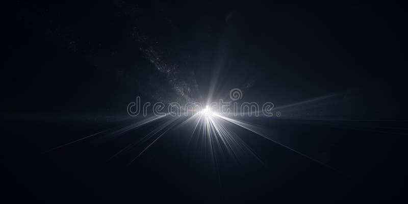 Sun Flash with Rays and Spotlight in Dark Space Stock Illustration ...