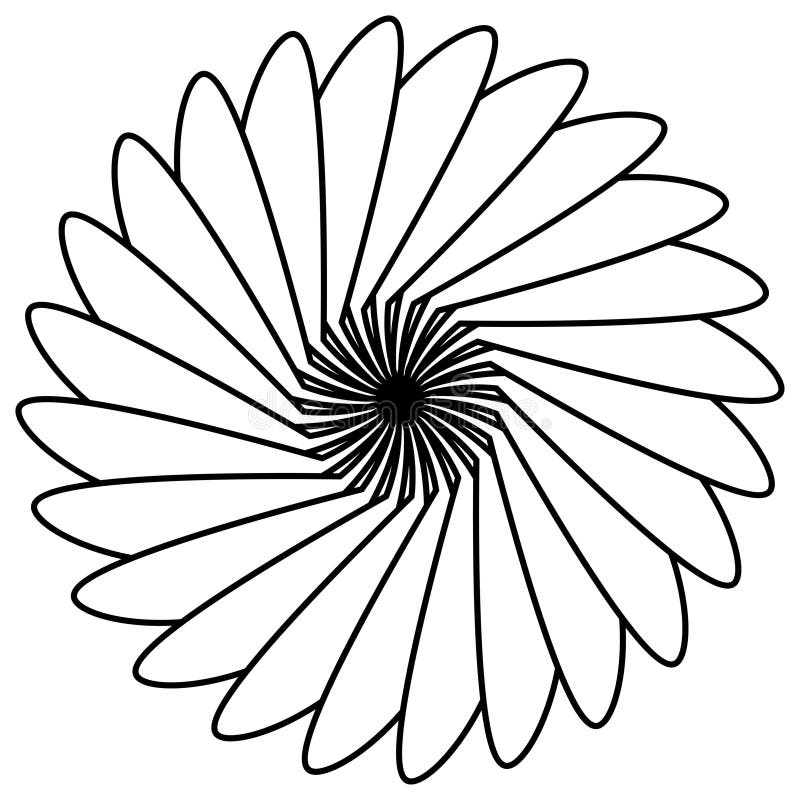 Sun or Flower Shape Outline Isolated on White. Circular Shape with ...
