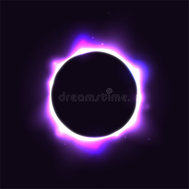 Sun Eclipse Purple Color Fire Dark Background Vector Moon Design Style ...