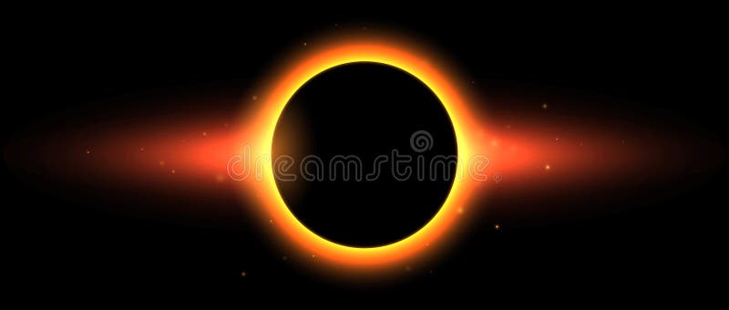 Sun Full Eclipse Concept. Red Orange Solar Glow Background. Moon or ...