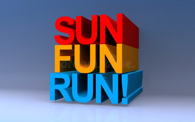 Sun fun run on blue stock illustration. Illustration of gear - 324780784