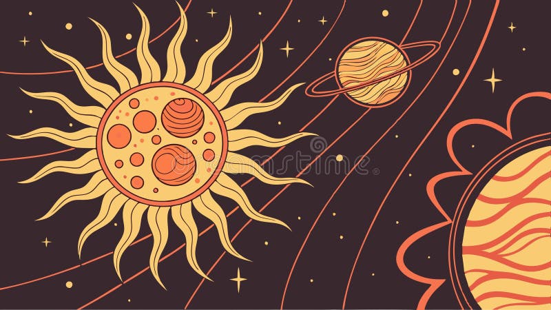 Sun and Galaxy, Cosmic Energy, Celestial Design Vector Design ...