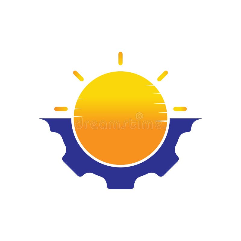 Sun Gear Vector Logo Design. Solar Panel Technology Logo Concept. Stock ...