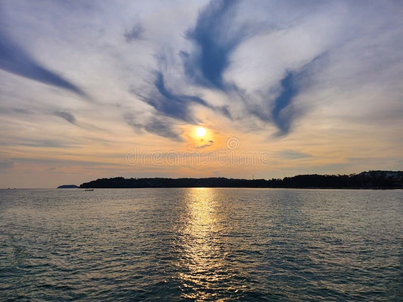 The Sun Glare at Sunset is Reflected in the Sea Stock Image - Image of ...