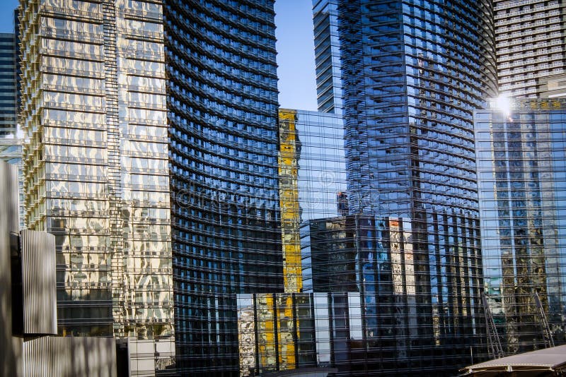 Sun Glare in Vegas Buildings Sky Scraper Stock Photo - Image of ...