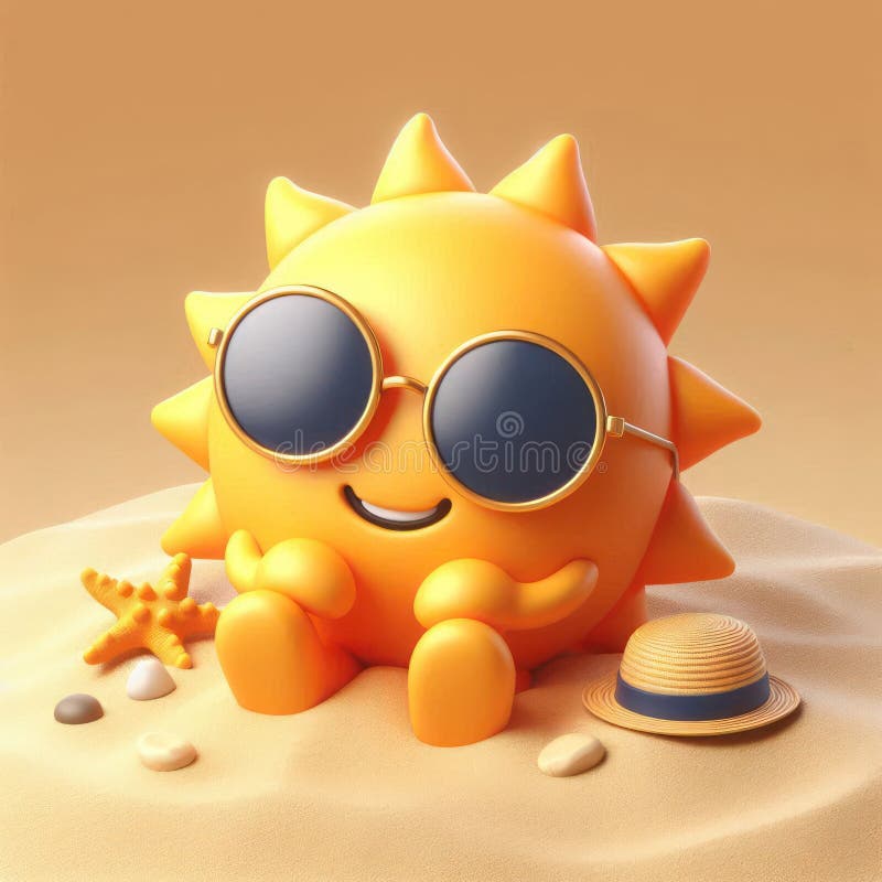 The Sun in Glasses, Sitting on the Sand. Stock Photo - Image of ocean ...