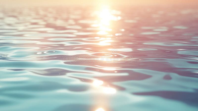 Sun Glimmering on Rippling Blue Water Surface Stock Illustration ...