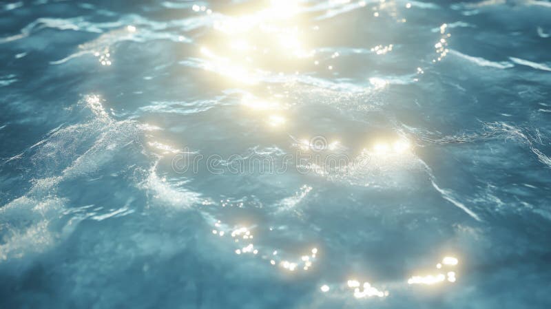 Sun Glistening on Rippling Blue Water Stock Illustration - Illustration ...
