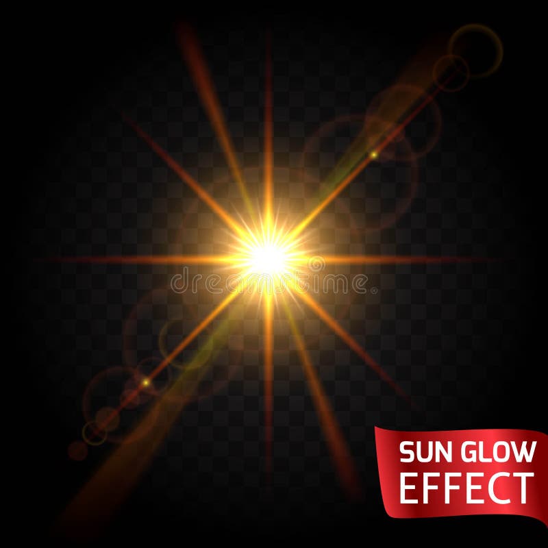 Sun Glow Effect Set on a Dark Background Transparent. Sunrise, Sunset ...