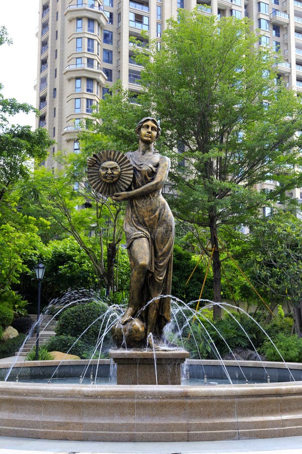 The sun goddess statue stock photo. Image of front, recreation - 44840494